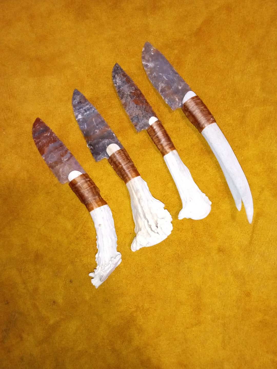Decorative Primitive Style 10" Agate Knife Deer Antler Handle for Home ...
