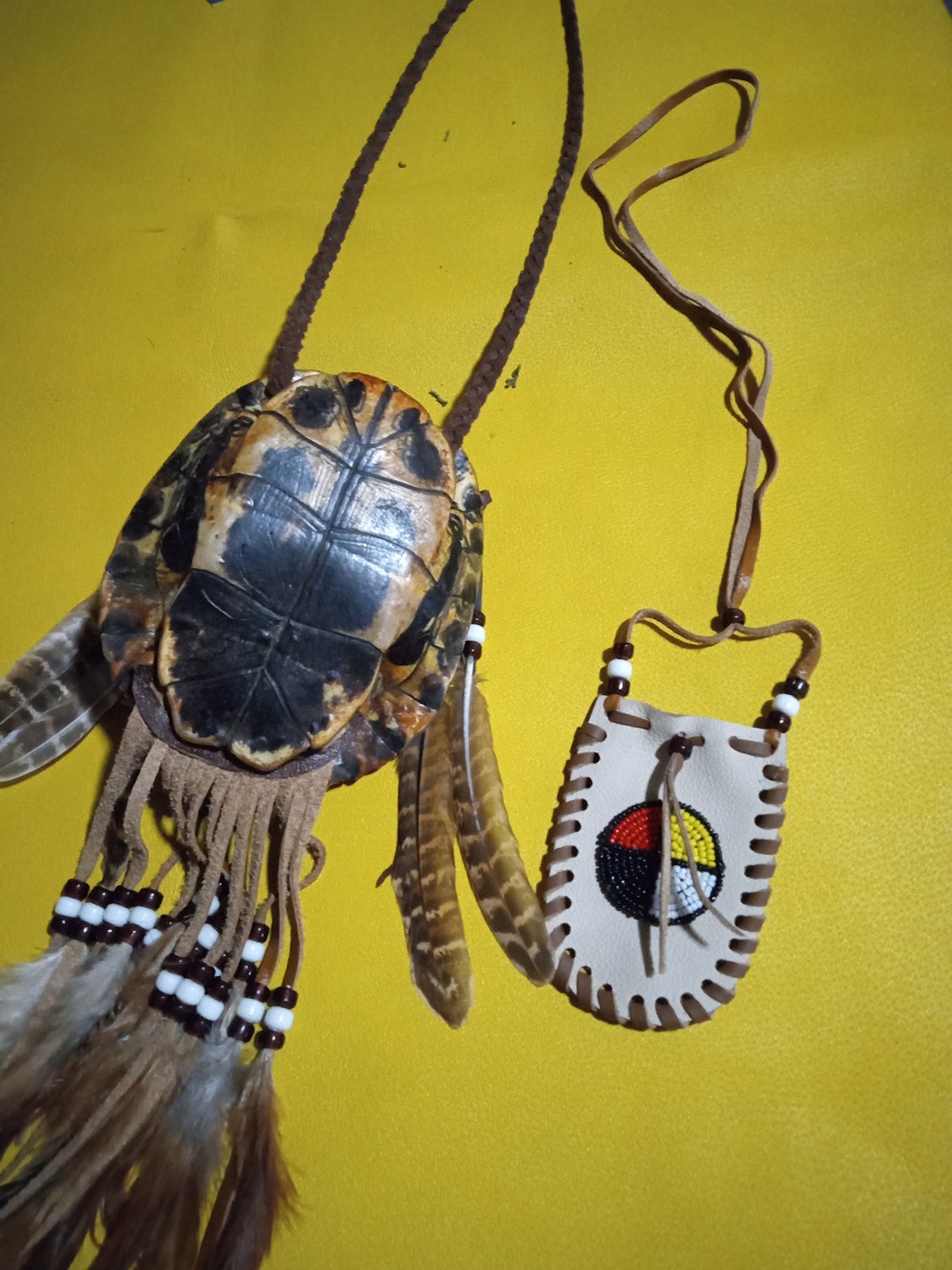 6 Turtle Shell Bag With Removable Leather Pouch Adorned - Etsy