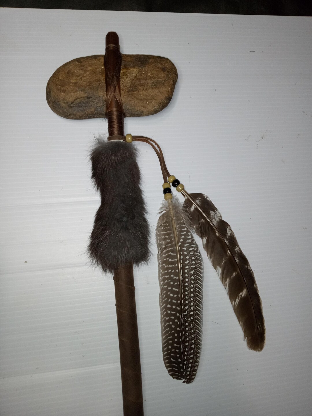 Decorative Stone/river Rock Tomahawk Club Wall Hanging With Rivercane ...