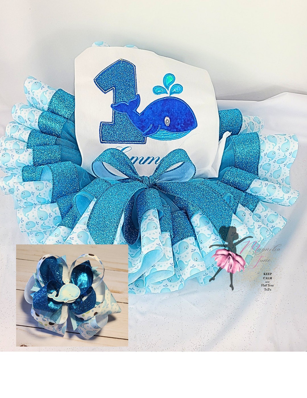 Whale Glitter Applique Embroidery and Tutu Outfit, Custom Embroidery ...