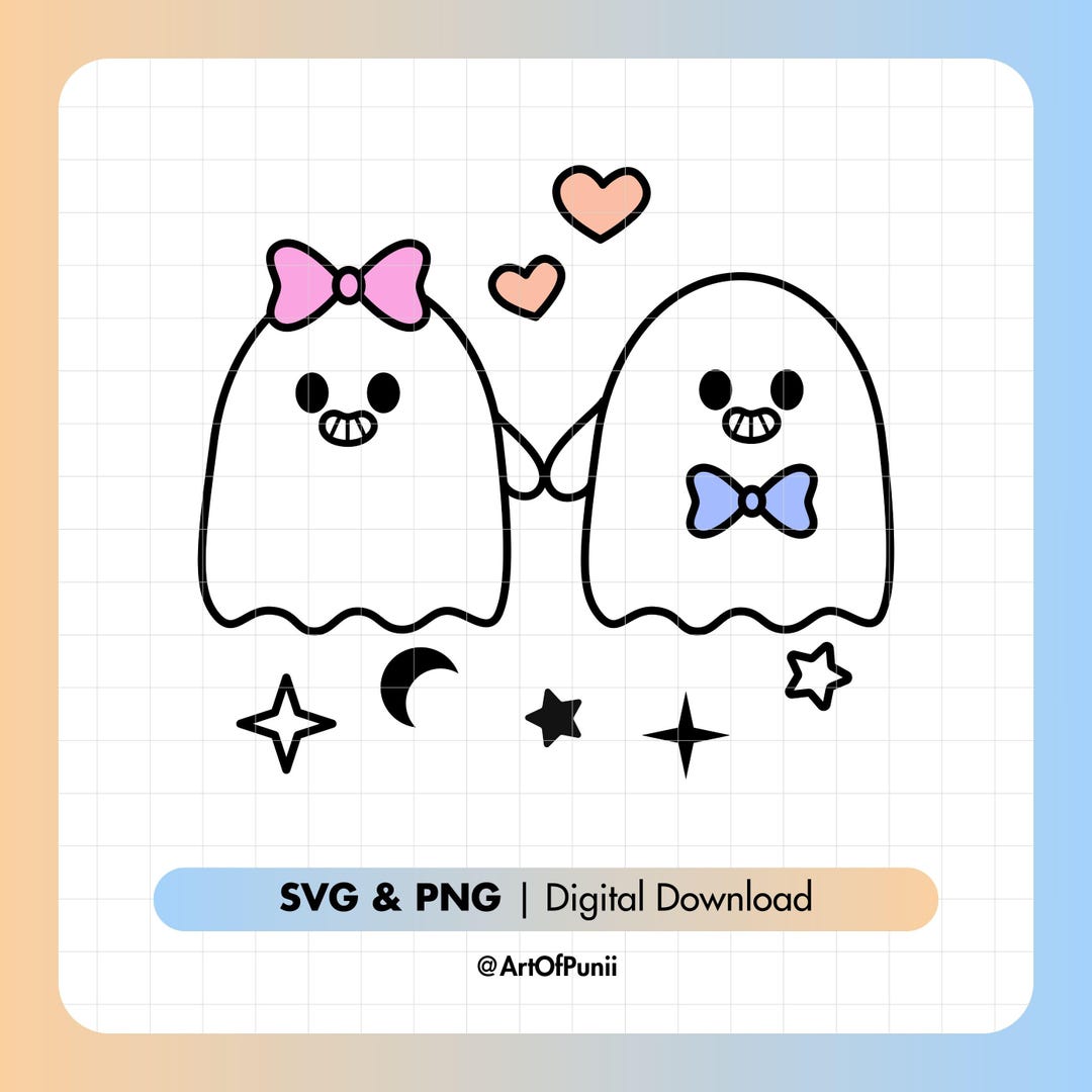 Girl Boy Ghost SVG Designs, Halloween Ghost Couple, Ghost Lover Shirt ...