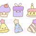 Cute Birthday Clipart PNG Bundle Kawaii Birthday Elements Digital ...