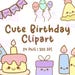 Cute Birthday Clipart PNG Bundle Kawaii Birthday Elements Digital ...