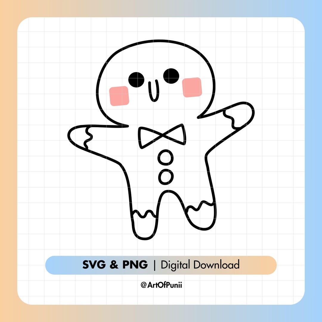 Gingerbread Man Outline SVG, Gingerbread Svg Christmas, Cute Christmas ...