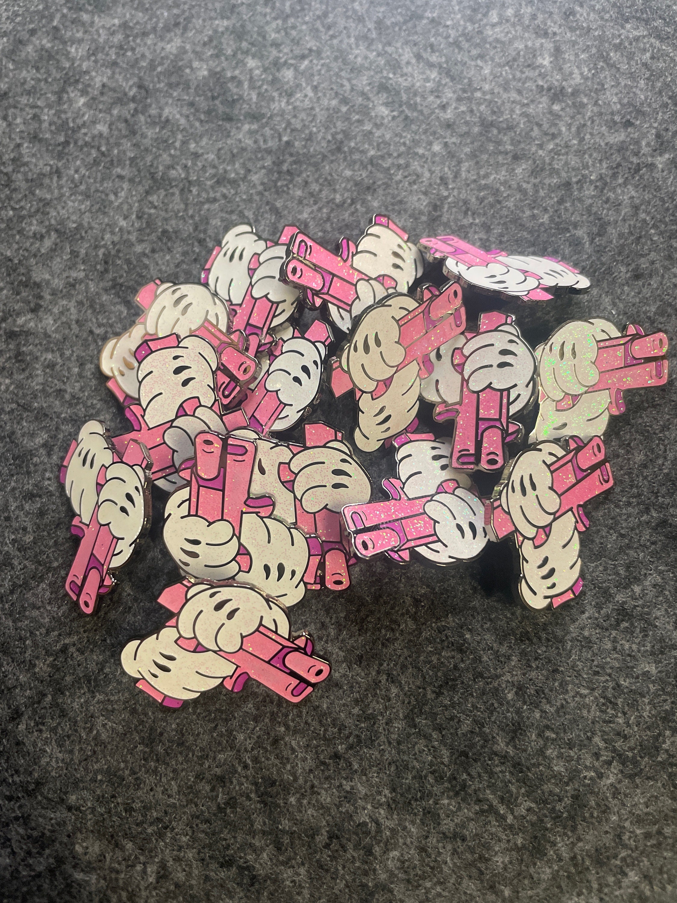 Pink mickey Blicky 1.25 Inch Hard Enamel Pin With Glitter Accents - Etsy