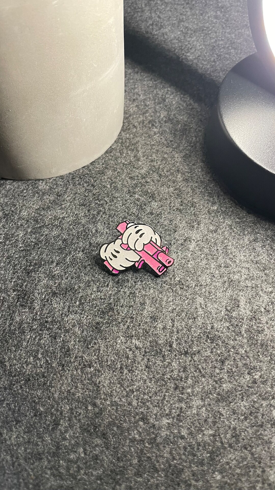 Pink “mickey Blicky” 1.25 Inch Hard Enamel Pin With Glitter Accents - Etsy