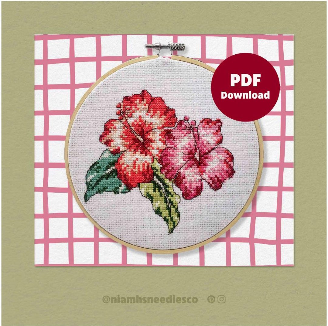 Cross Stitch Hibiscus Flower Pattern | Digital Download PDF ...