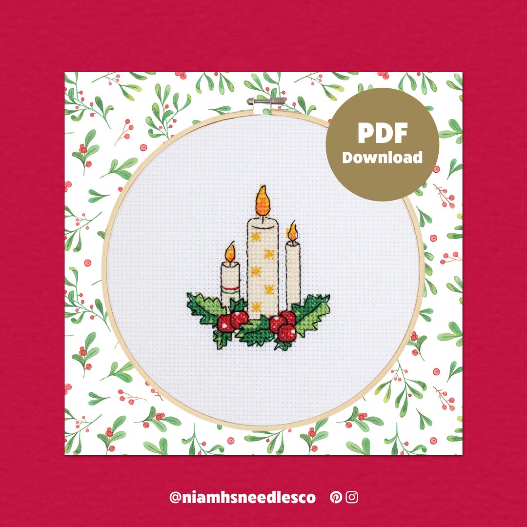Christmas Candle Cross Stitch Pattern | Digital Download PDF ...