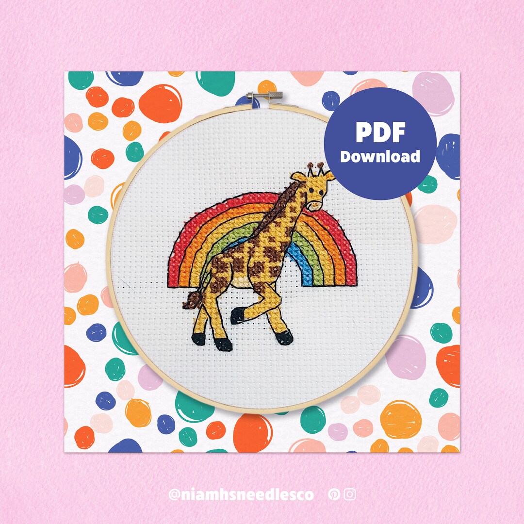 Cross Stitch Rainbow Giraffe Pattern | Digital Download PDF ...