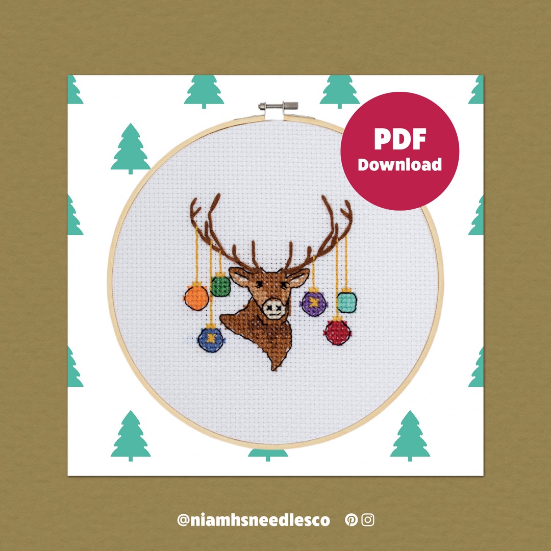 Christmas Reindeer Cross Stitch Pattern | Digital Download PDF ...