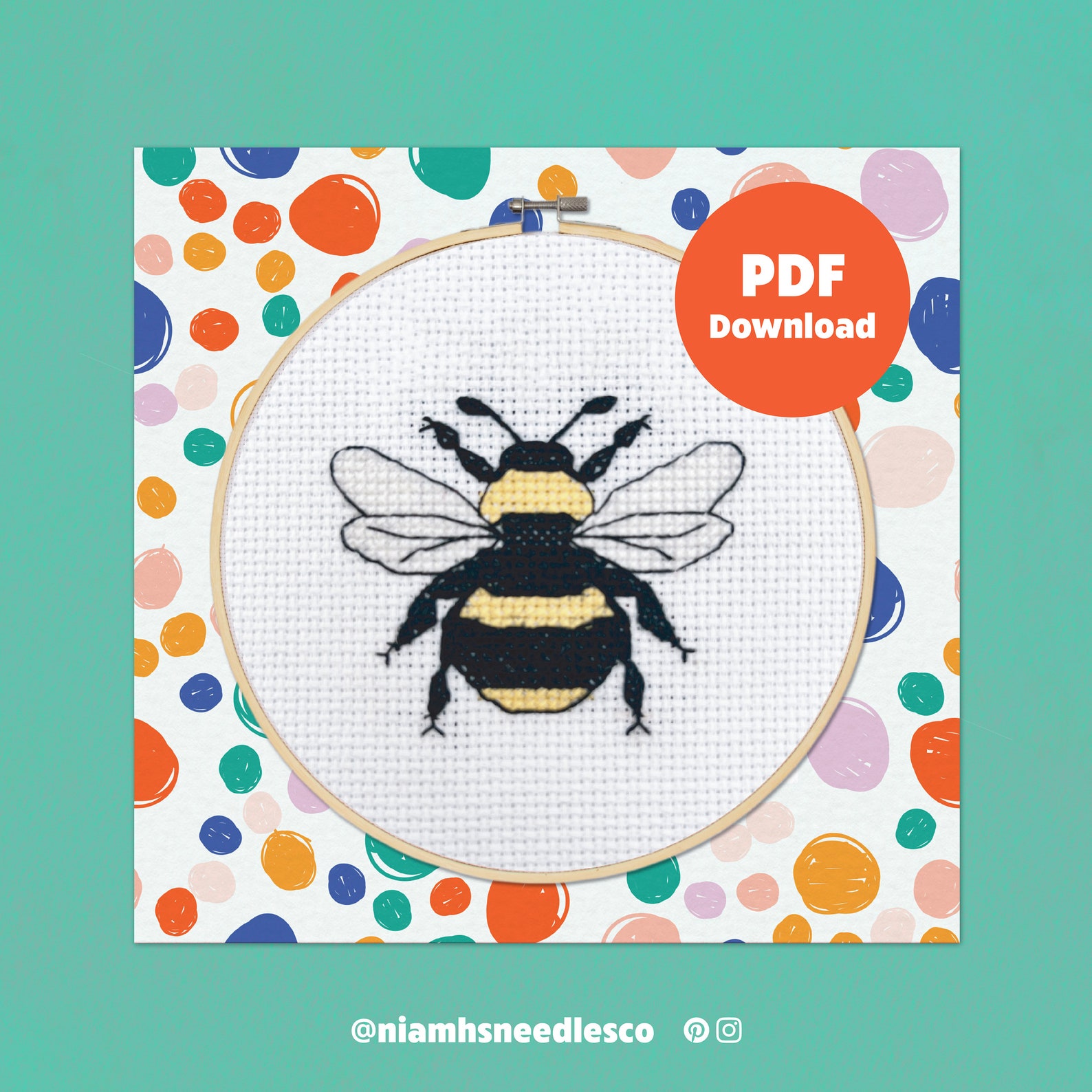 Beginners Cross Stitch Bumble Bee Pattern | Digital Download PDF ...