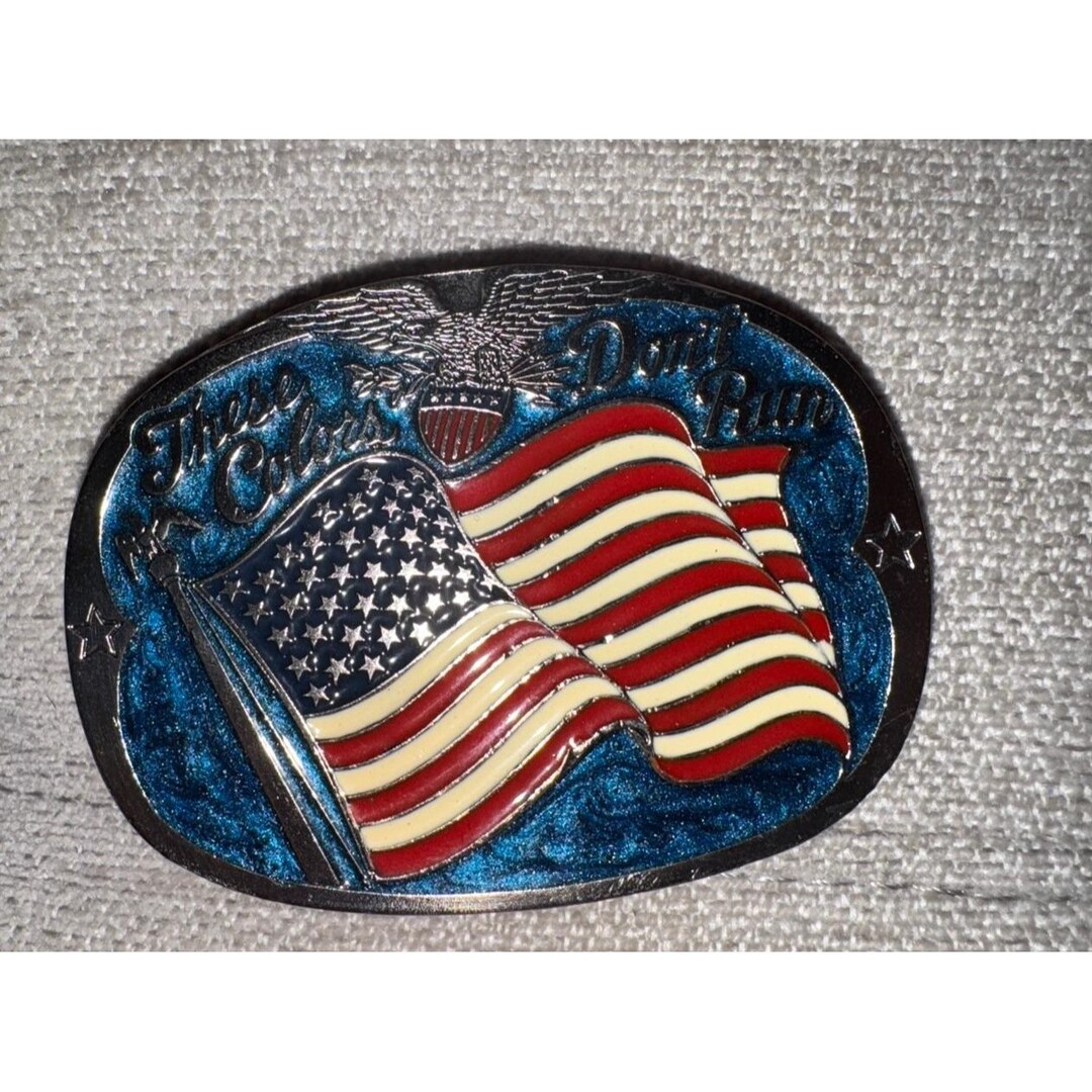 Vintage 1985 Buckle Bakery These Colors Don’t Run Belt Buckle American ...