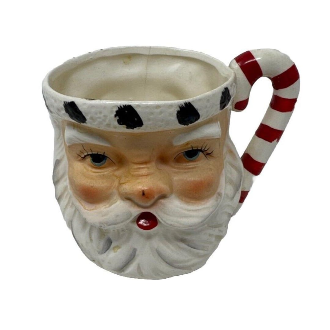 Vintage Lefton Santa & Mrs Claus Mug Double Sided Face #868 Japan ...