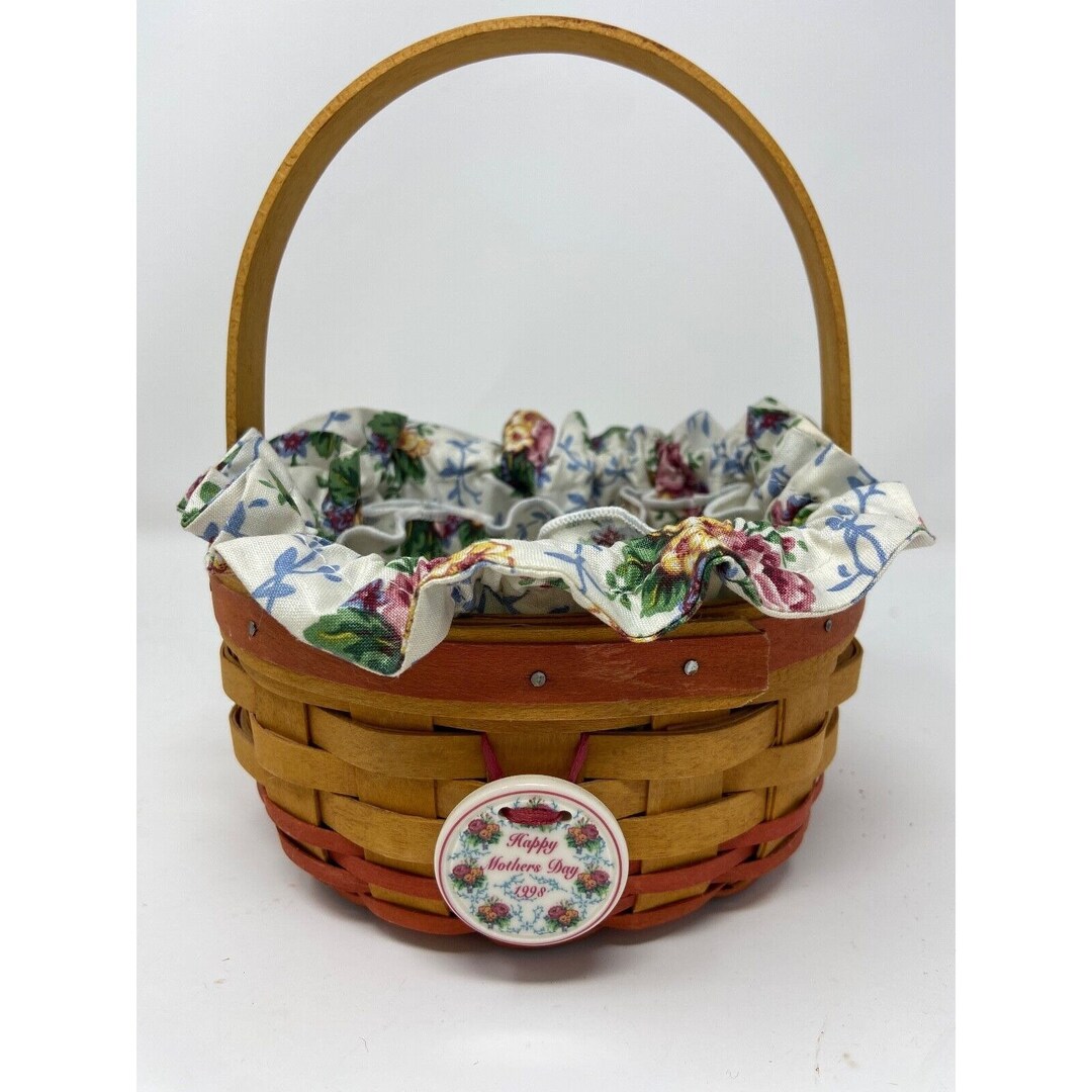 Longaberger Mother's Day Basket With Darning Drawstring Liner & Tie on ...
