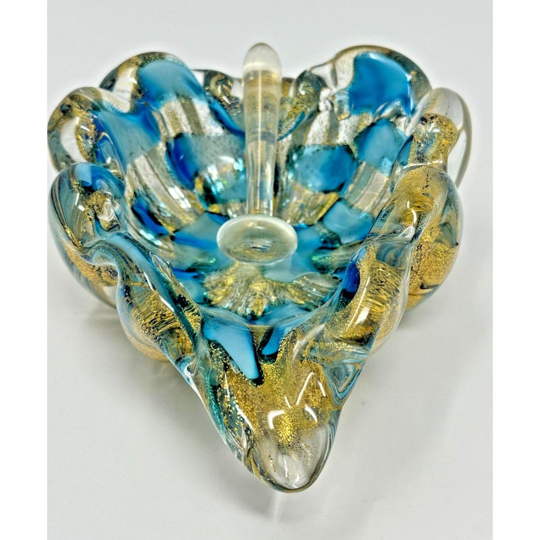 Glass Mortar & Pestle Turquoise Blue and Gold Murano Hand Blown Blown 2 ...