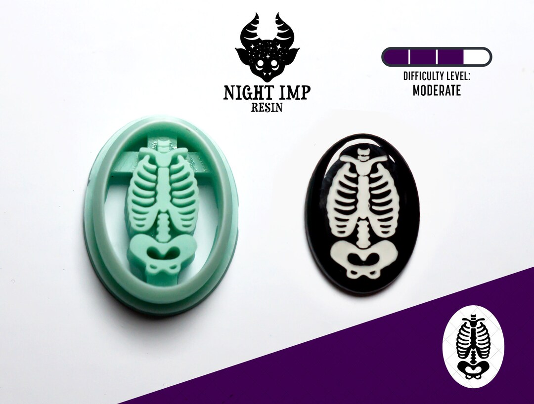 Oval Skeleton Pendant Ribcage Torso Polymer Clay Earring Embossing ...