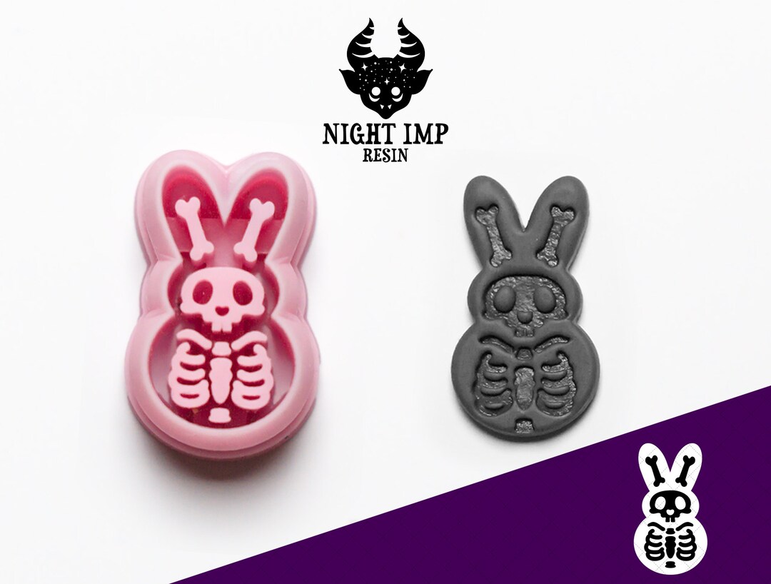 Skeleton Peep Easter Bunny Polymer Clay Earring Pendant Imprint Stamp ...