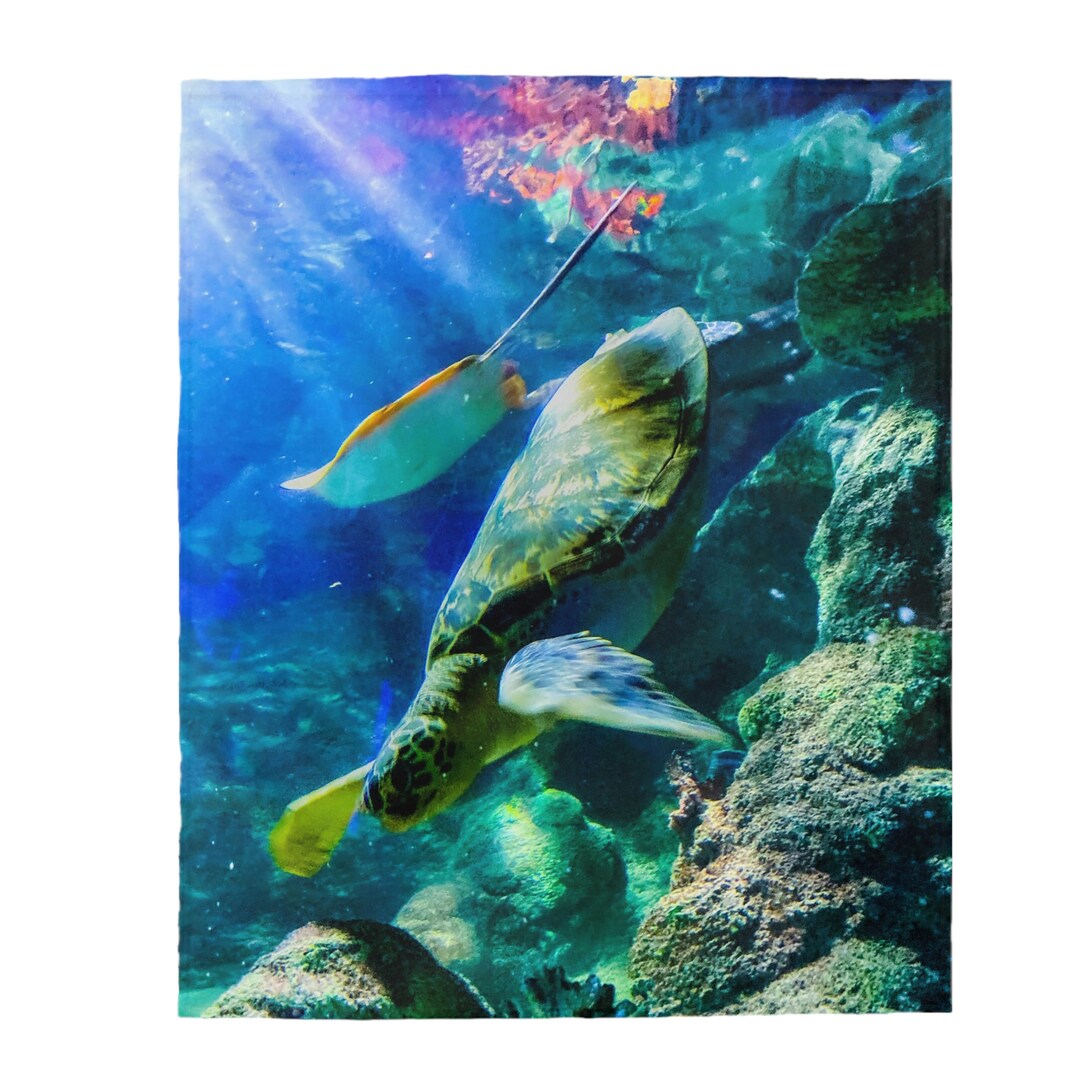 Sea Turtle Reef Plush Blanket - Etsy