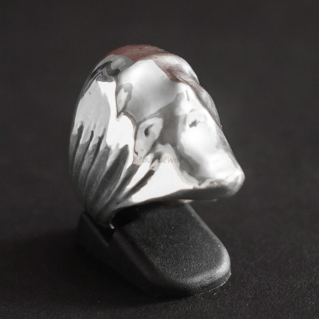 Face Ring Sculpture Ring Men Signet Ring 925 Sterling - Etsy