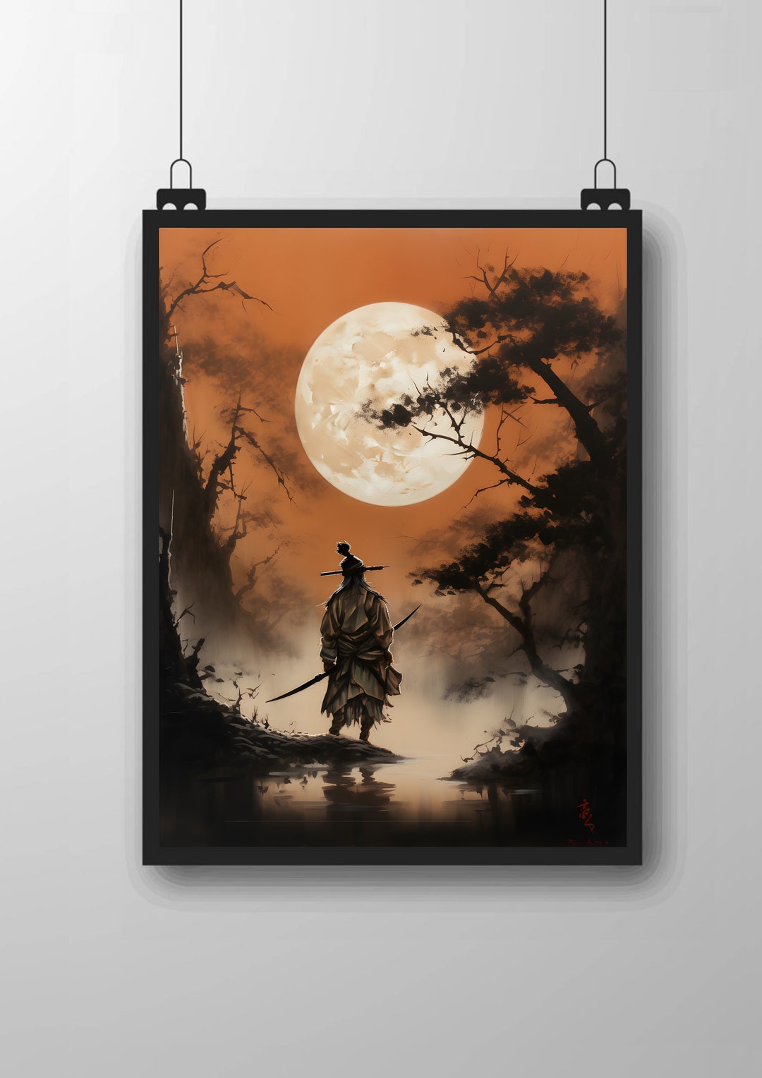Solemn Samurai, Oil Painting Poster Print - Etsy