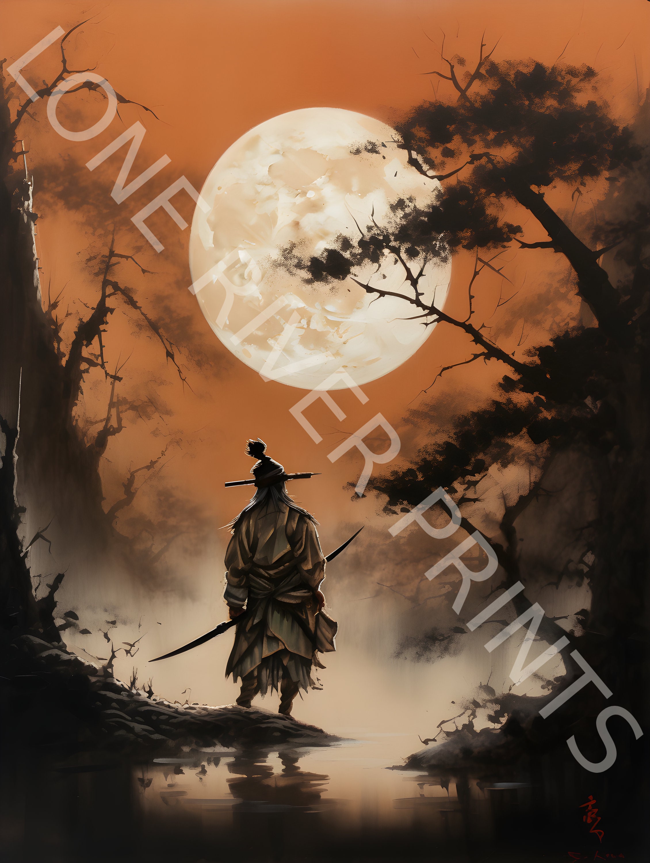 Solemn Samurai, Oil Painting Poster Print - Etsy