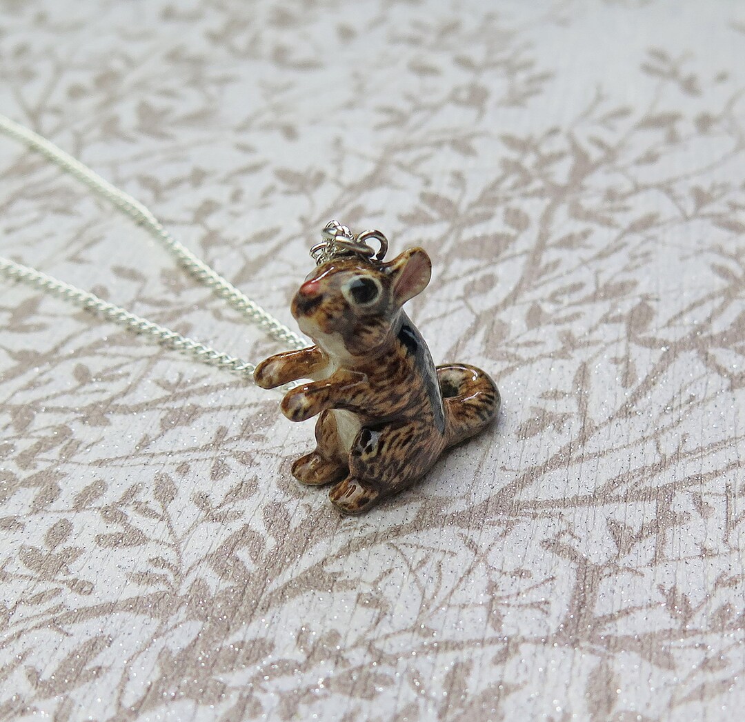Porcelain Chipmunk Pendant Necklace: Hand-painted Animal Jewelry - Etsy