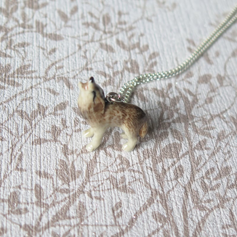 Wolf Ceramic Necklace - Etsy UK