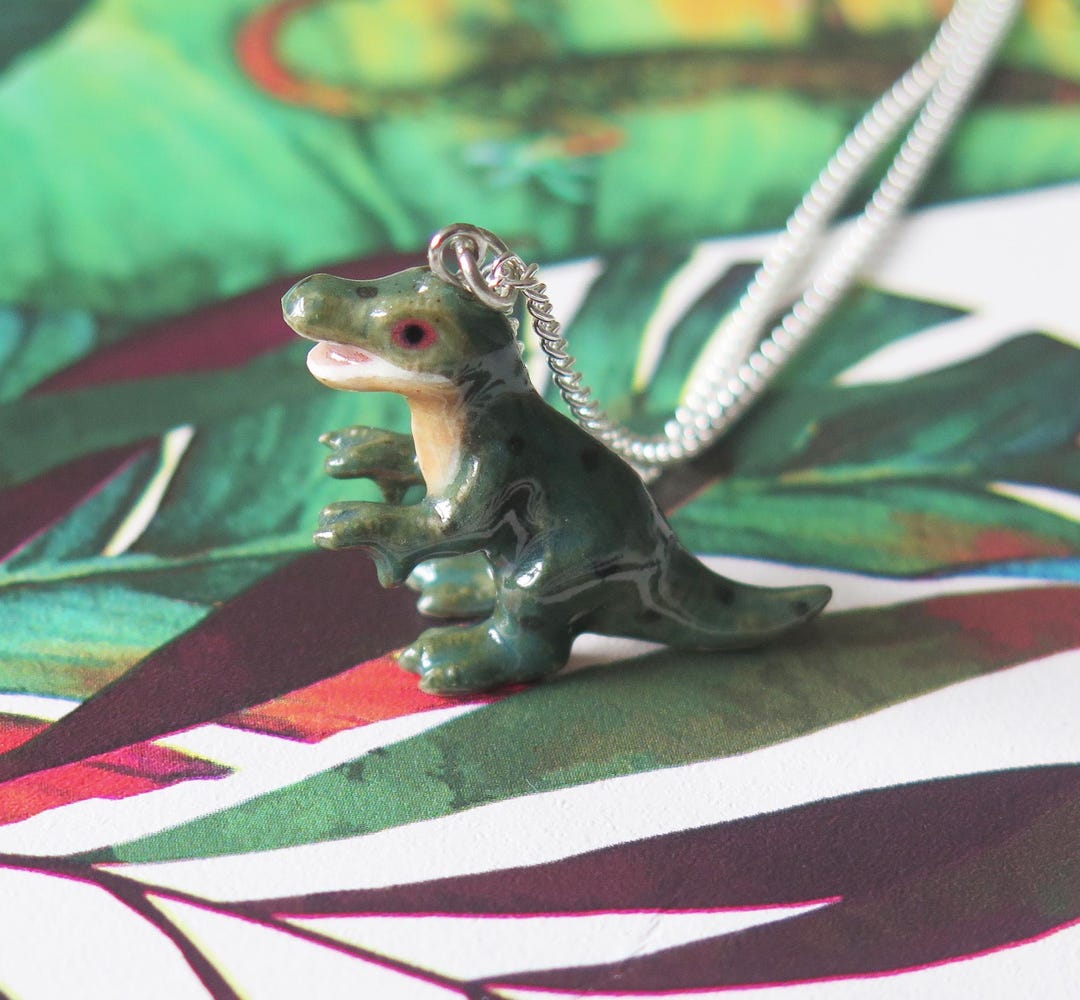 Retro Baby T-rex Porcelain Dinosaur Pendant Necklace - Etsy