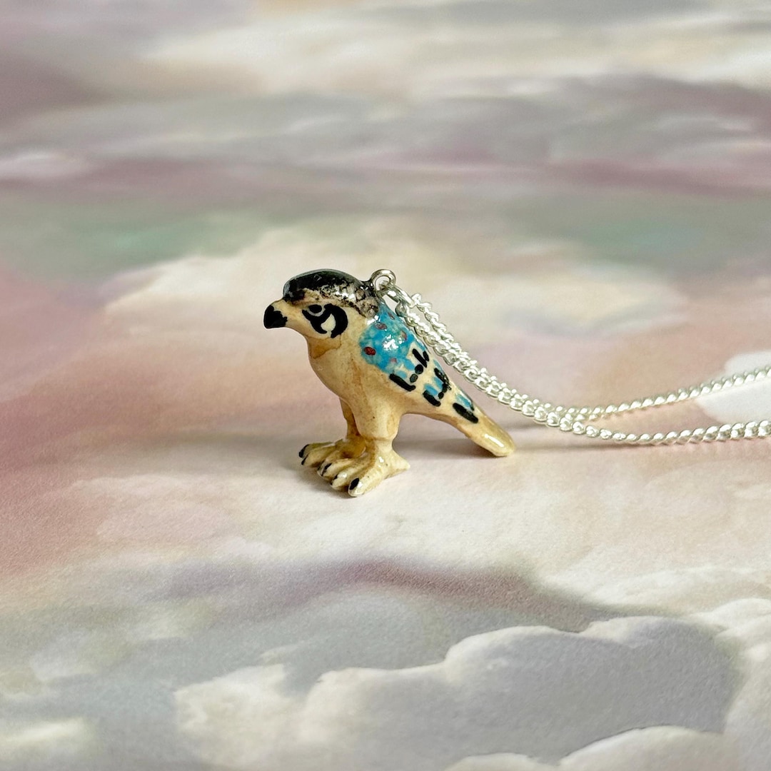 Porcelain Falcon Pendant Necklace: Hand-painted Egyptian Bird - Etsy