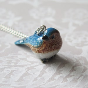 Porcelain Bluebird Pendant Necklace: Hand-painted Bird Garden Jewelry ...