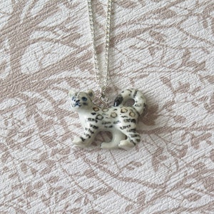 Porcelain Snow Leopard Pendant Necklace: Hand Painted Animal Jewelry - Etsy