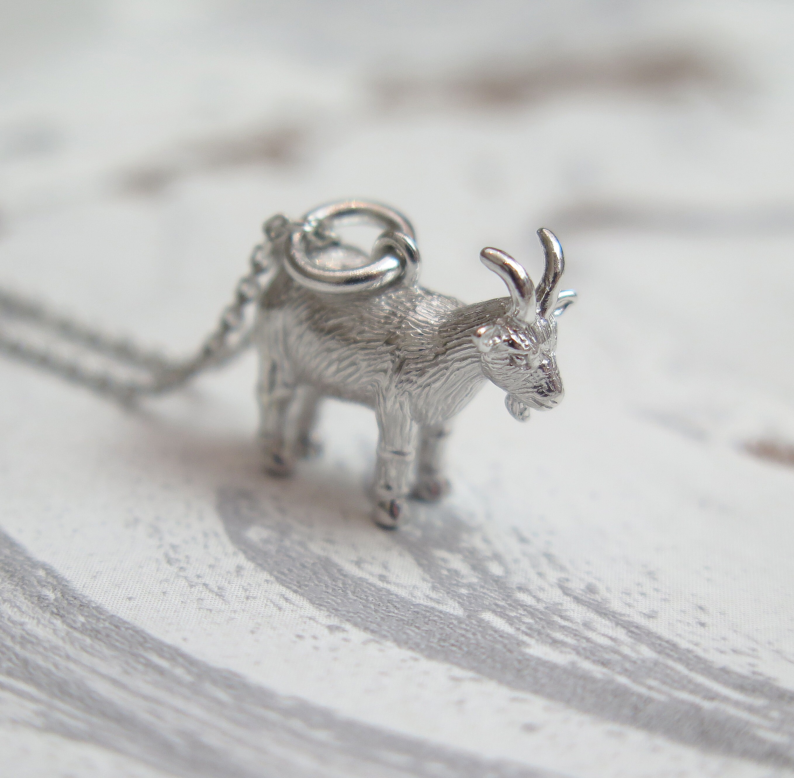 Sterling Silver Goat Pendant Necklace - Gold Plated Chain - Etsy