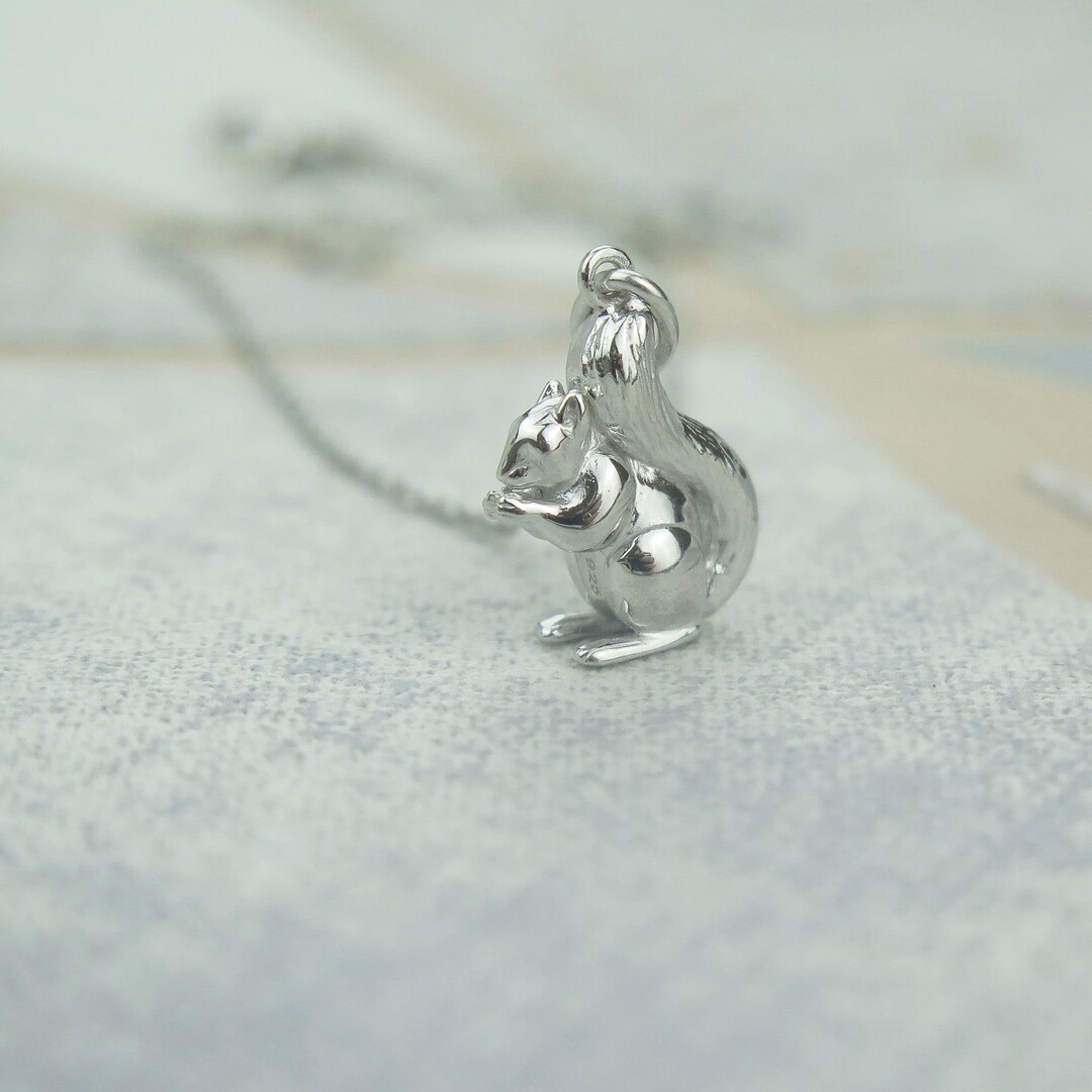 Sterling Silver Squirrel Pendant Necklace: Animal Lover Gift - Etsy