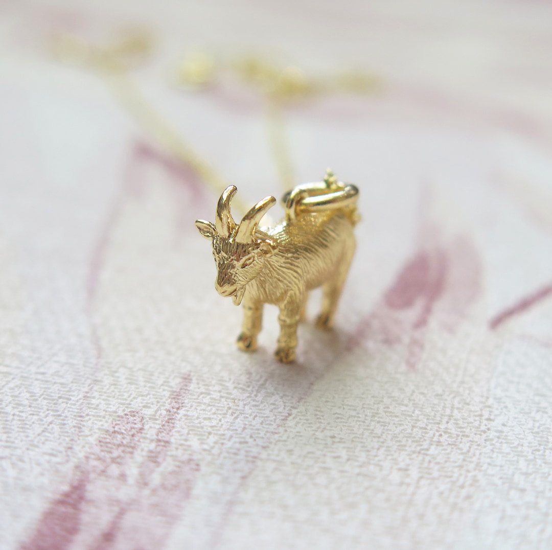 Sterling Silver Goat Pendant Necklace - Gold Plated Chain - Etsy