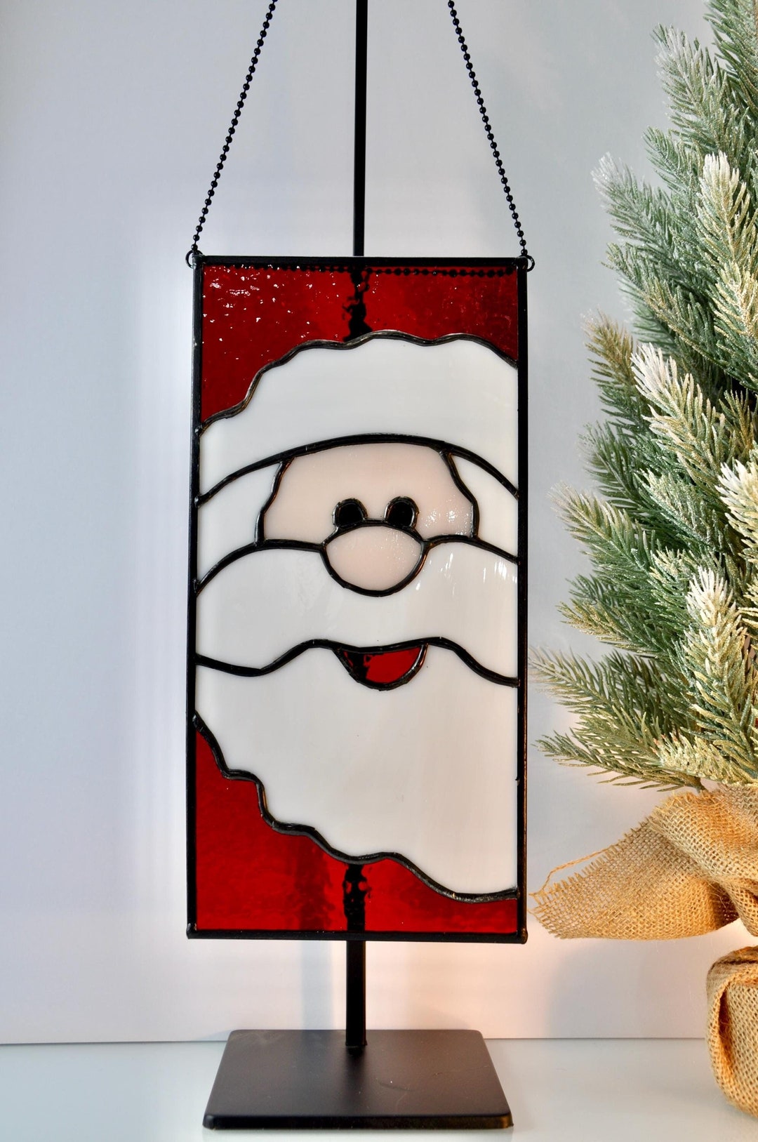 Stained Glass Santa Sun Catcher - Etsy
