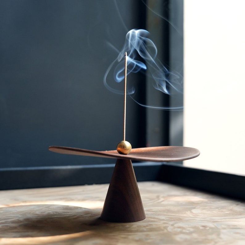 Nature's Embrace Incense Holder, Handcrafted Black Walnut Incense ...