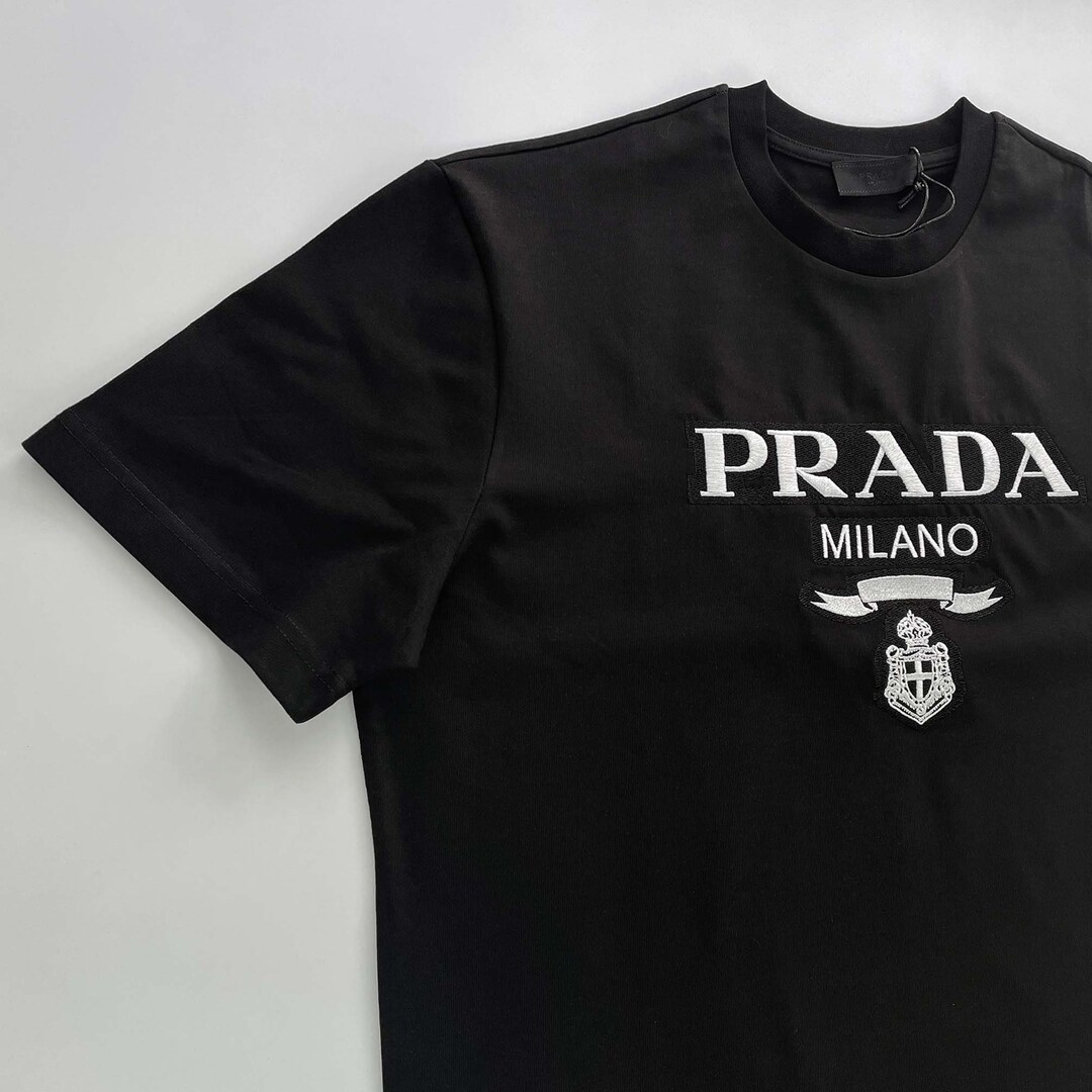 Prada Black T-shirt With Embroidery on Chest Size XL - Etsy