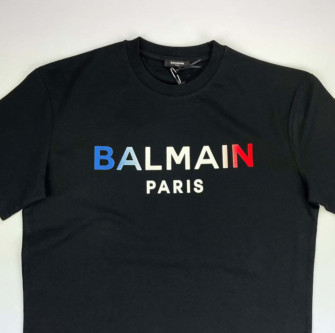 Vintage Balmain Black T-shirt With Colorful Text Size S - Etsy
