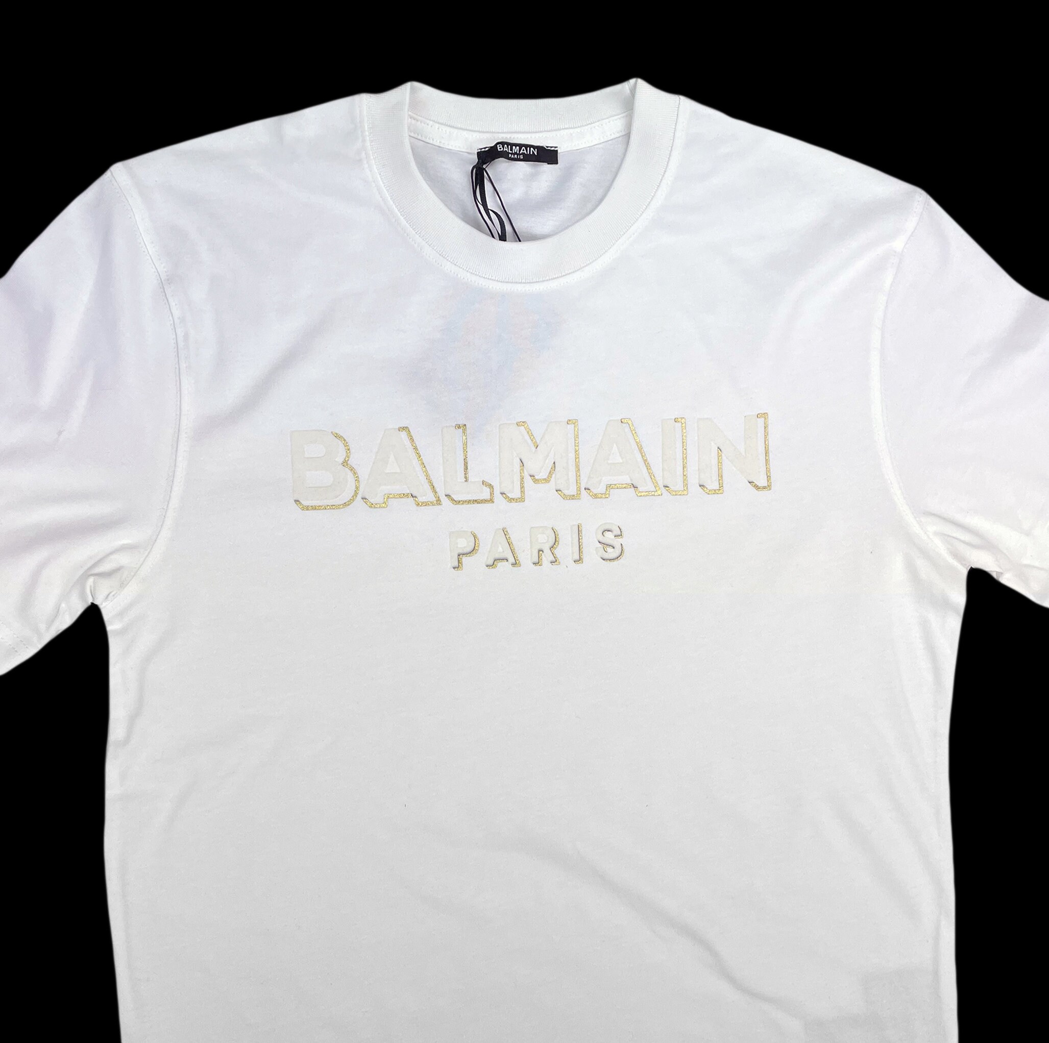 Vintage Balmain White T-shirt With Goldish & White Text Size S - Etsy