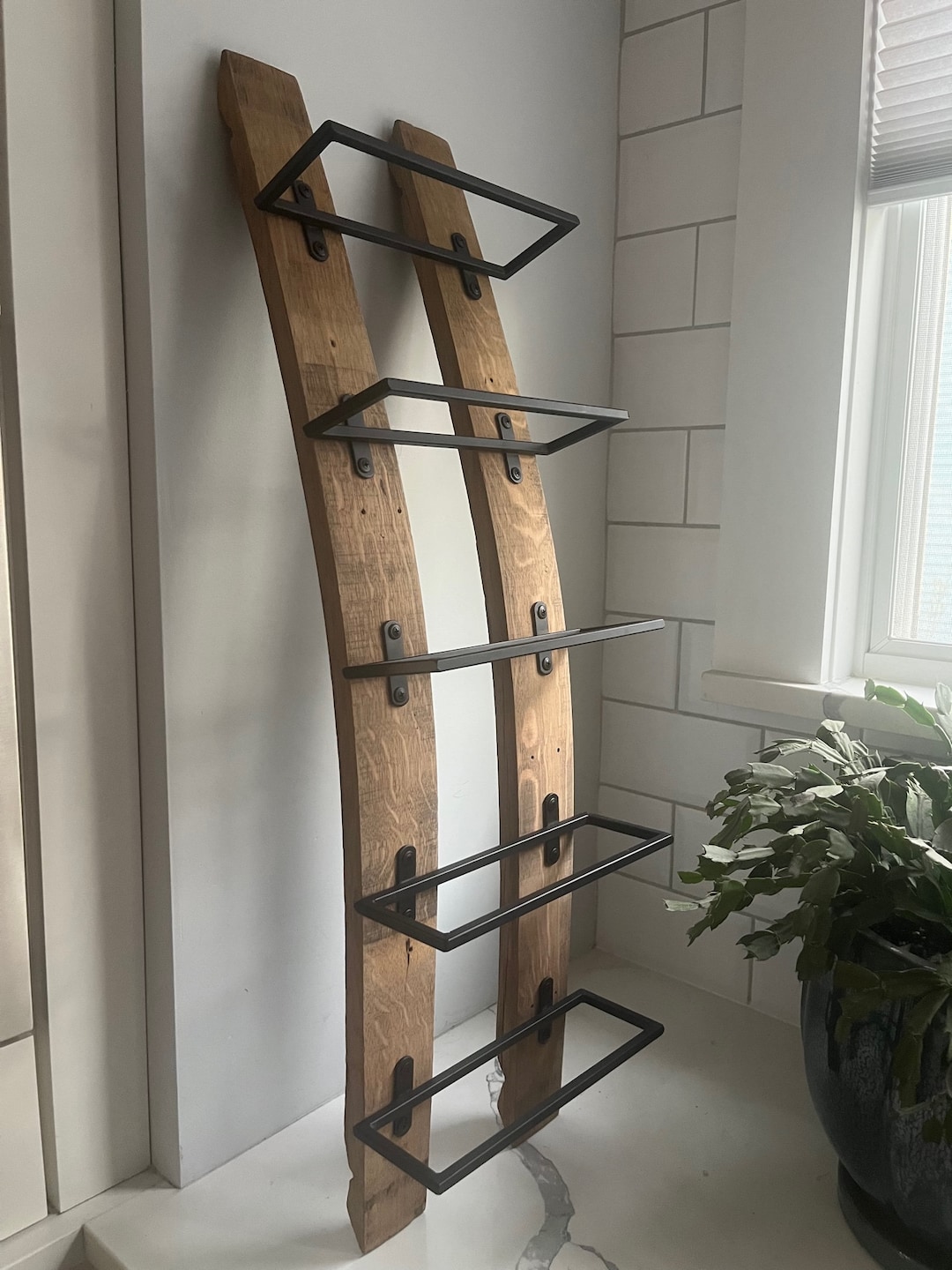 5 Bottle Wine Rack Made From Wine Barrels (wall-mounted) - Etsy