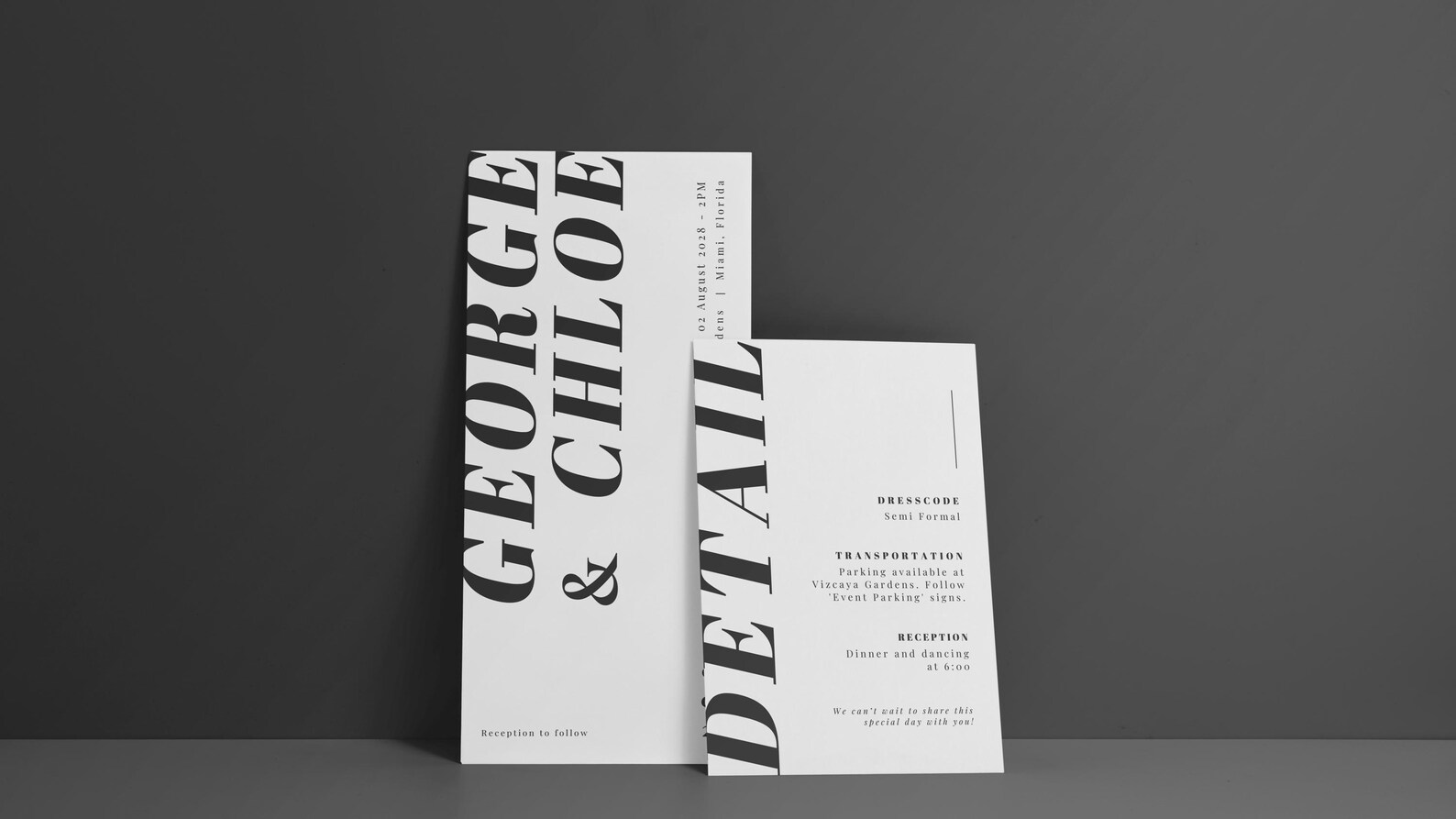 Black & White Wedding Invitation, Monochrome Tall Wedding Invite 4x9 ...