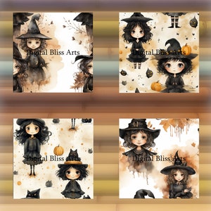 Magical Watercolor Witches Halloween Digital Paper: - Etsy