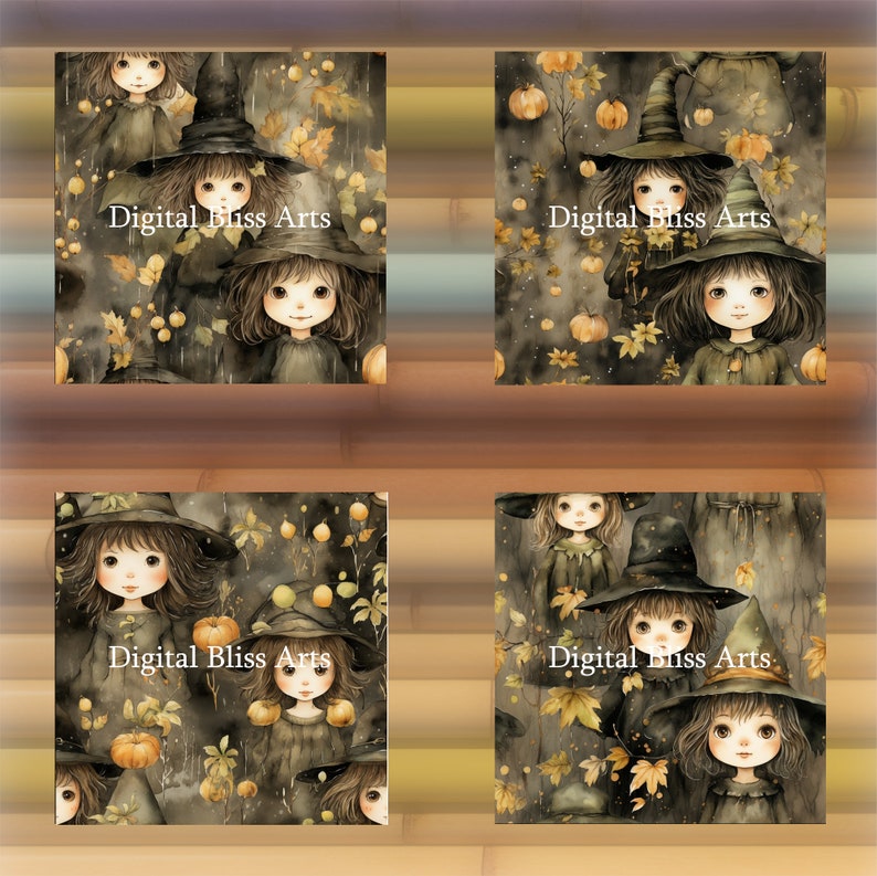 Magical Watercolor Witches Halloween Digital Paper: - Etsy