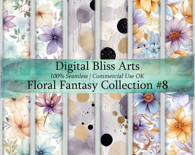 10 Watercolor Floral Seamless Pattern, Watercolor Floral Paper, Flowers ...