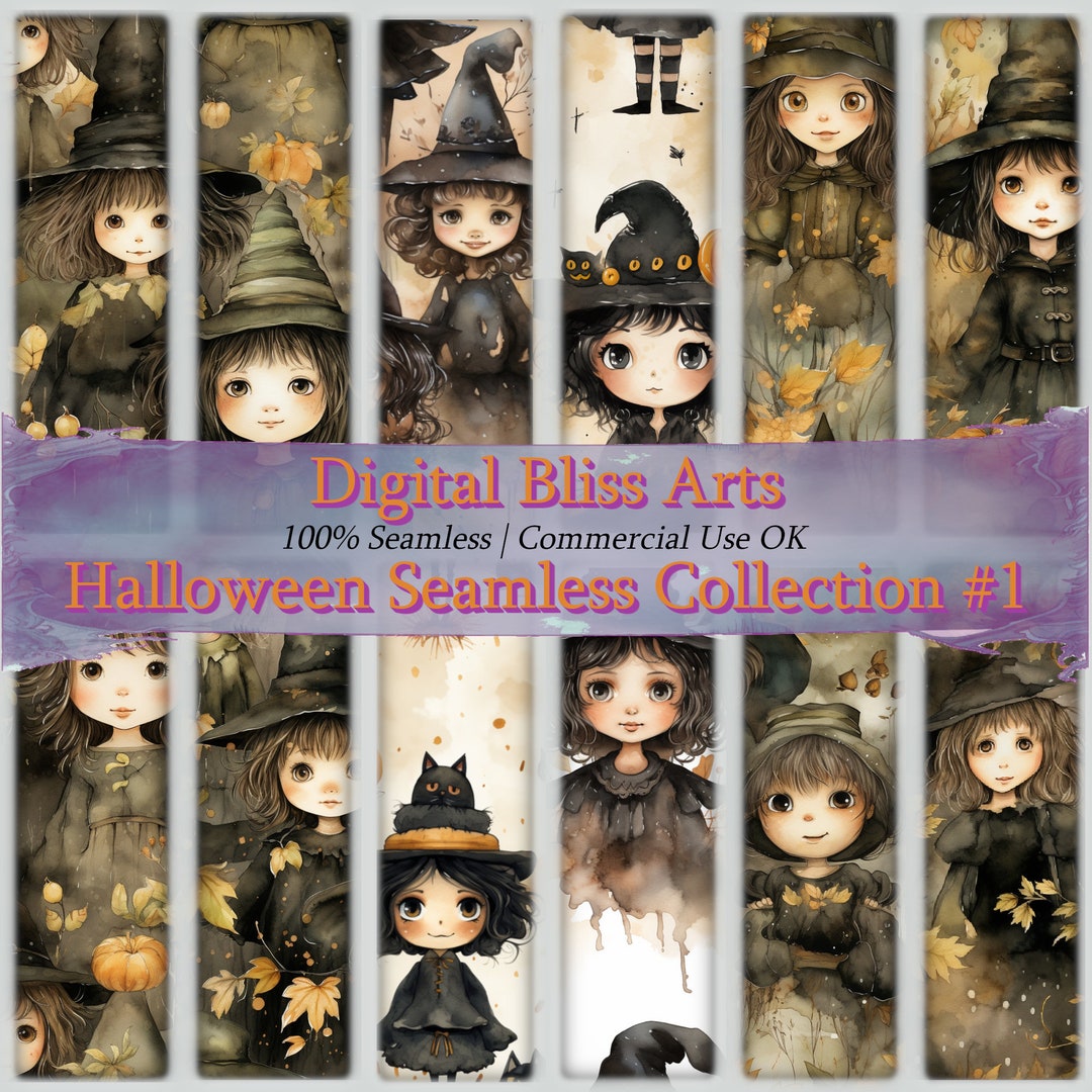 Magical Watercolor Witches Halloween Digital Paper: - Etsy