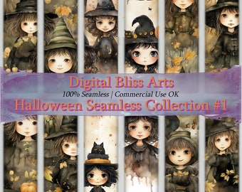 Cute Watercolor Scarecrows Halloween Digital Paper: Vintage-inspired ...