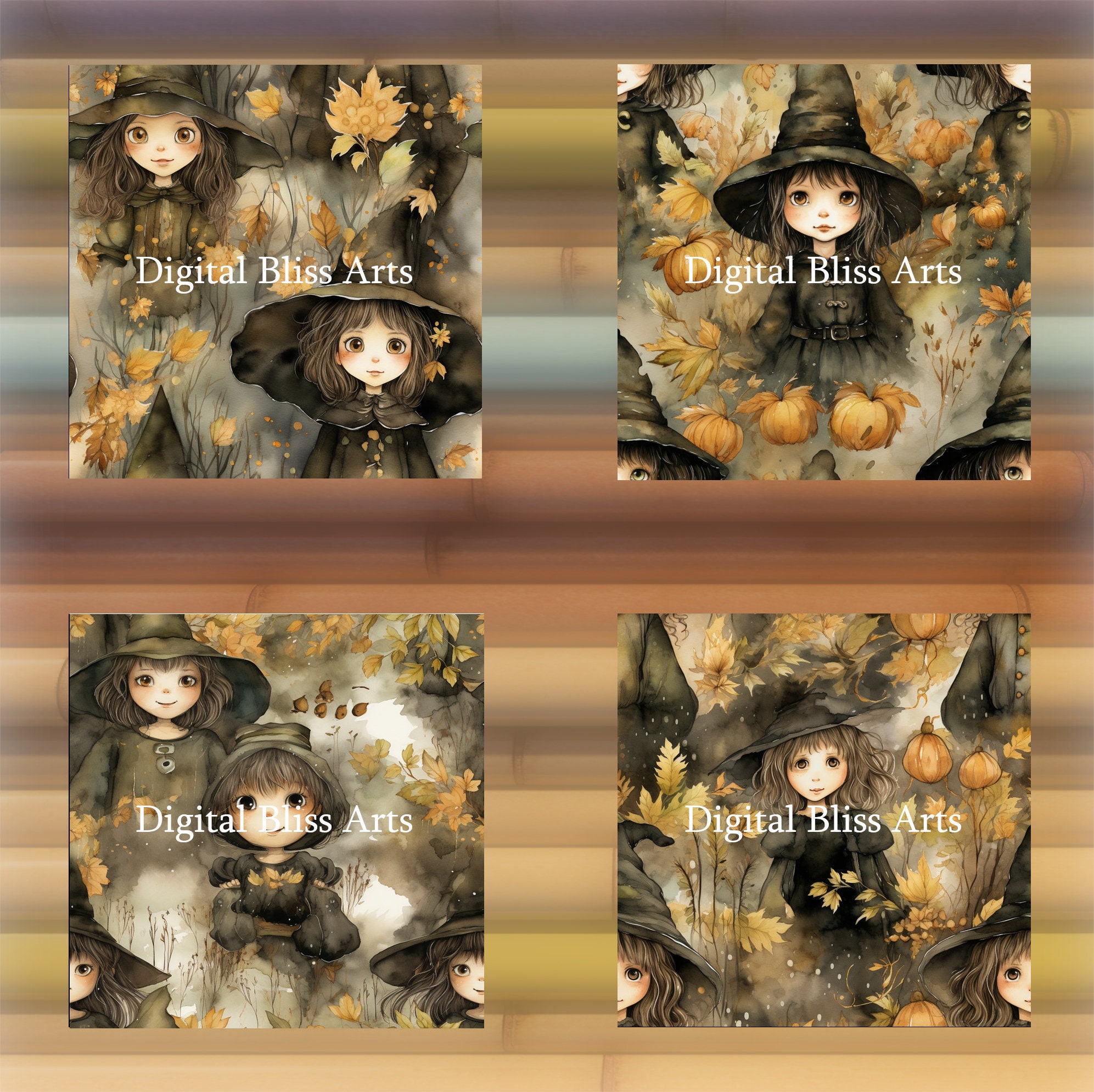 Magical Watercolor Witches Halloween Digital Paper: - Etsy