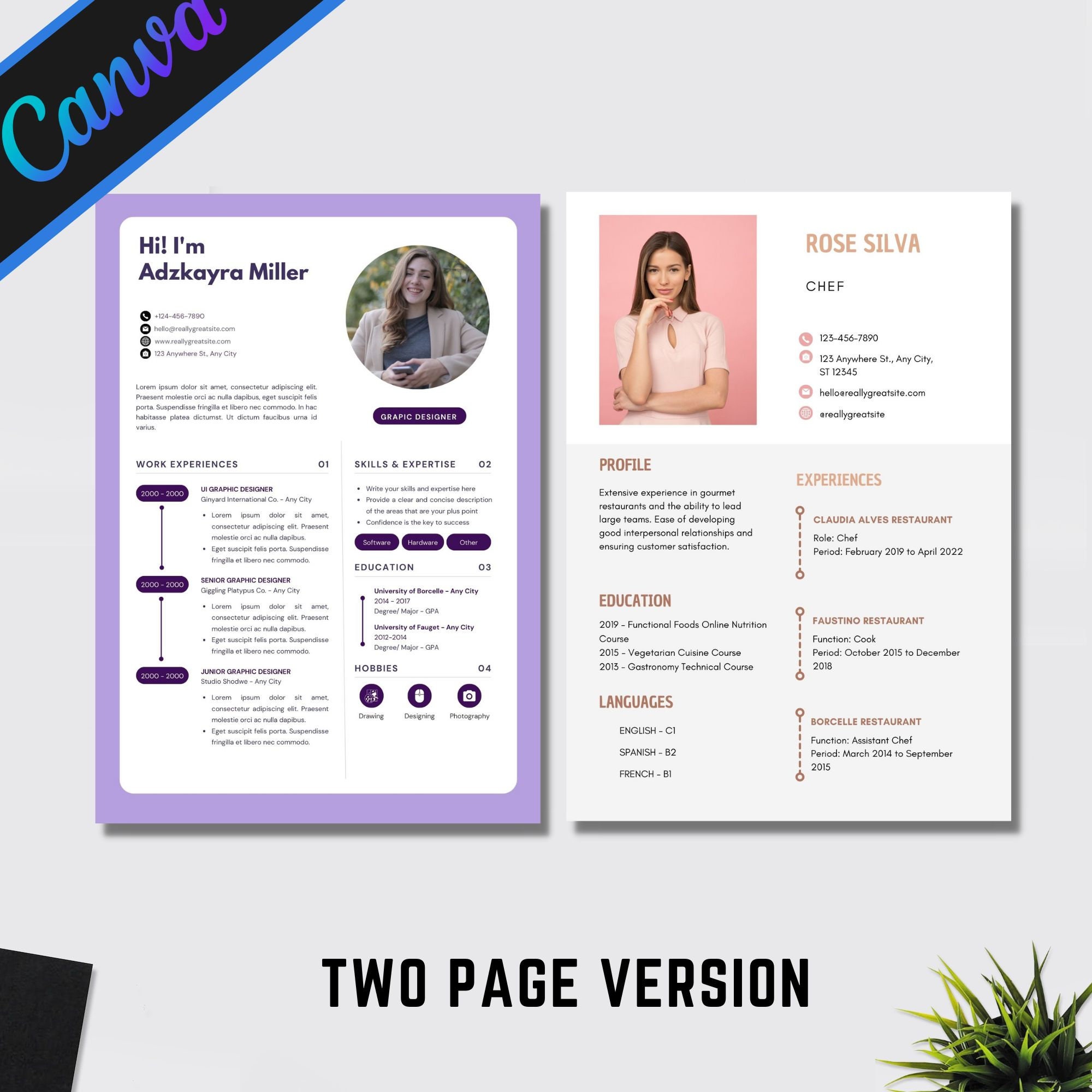 Resume Template for Canva CV Template, Professional Modern Resume. - Etsy