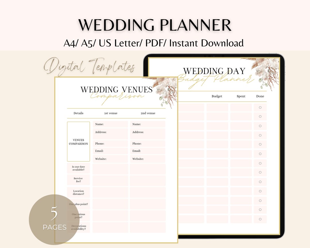 Wedding Planner Printable, Template Wedding Planner, Wedding Planning ...