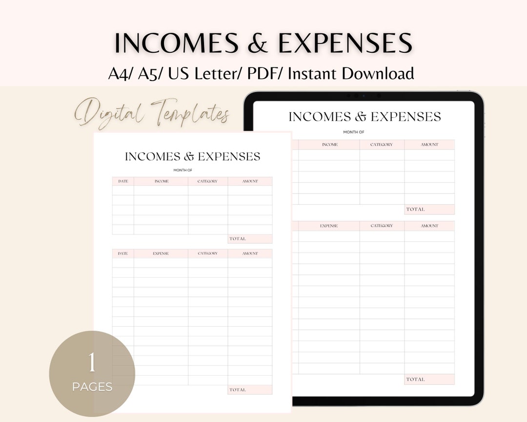 Income and Expense Tracker, Expense Tracker Printable, Personal Finance ...